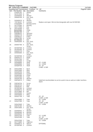 Massey ferguson mf 7250 combine parts catalogue manual | PDF