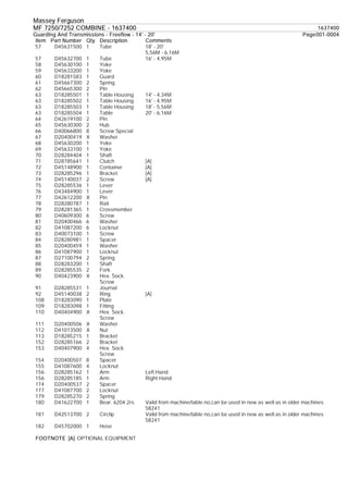 Massey ferguson mf 7250 combine parts catalogue manual | PDF