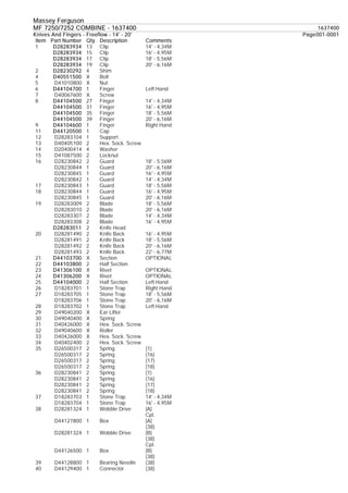 Massey ferguson mf 7250 combine parts catalogue manual | PDF