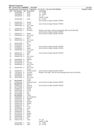 Massey ferguson mf 7274 combine parts catalogue manual | PDF