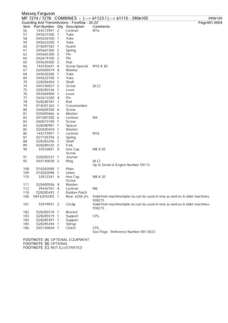 Massey ferguson mf 7274 combines ( -- 61123 --- 61115) parts catalogue ...