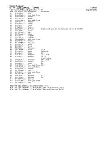Massey ferguson mf 7276 combine parts catalogue manual | PDF