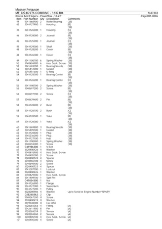 Massey ferguson mf 7276 combine parts catalogue manual | PDF