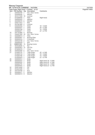 Massey ferguson mf 7276 combine parts catalogue manual | PDF