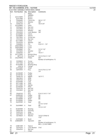 Massey ferguson mf 740 combine (fr) parts catalogue manual | PDF