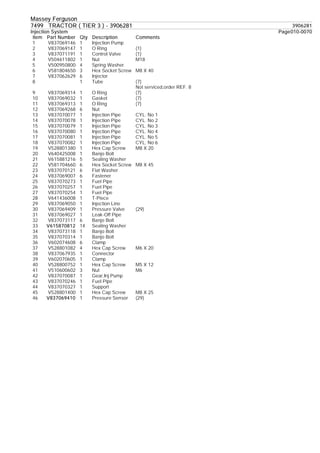 Massey ferguson mf7499 tractor (tier 3) parts catalogue manual | PDF