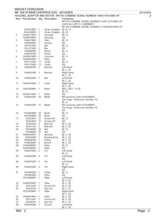 Massey ferguson mf 760 straw chopper (us) parts catalogue manual | PDF