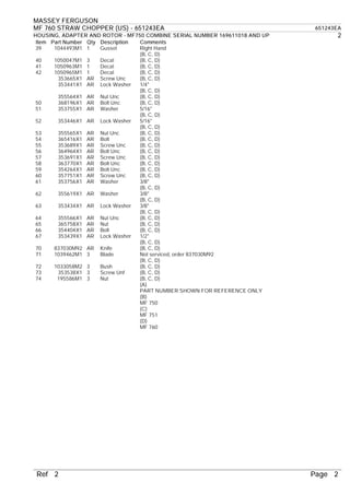 Massey ferguson mf 760 straw chopper (us) parts catalogue manual | PDF