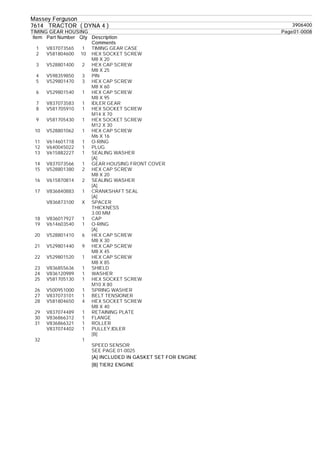 Massey ferguson mf7614 tractor (dyna 4) parts catalogue manual | PDF