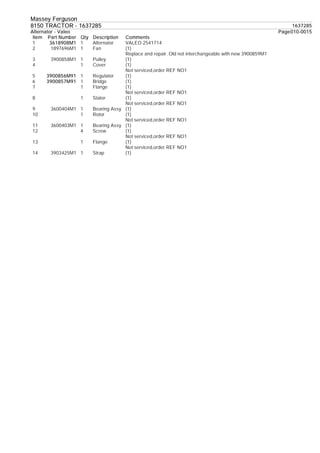 Massey ferguson mf8150 tractor parts catalogue manual | PDF