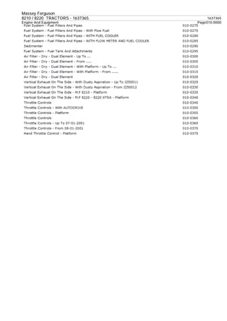 Massey ferguson mf8210 tractors parts catalogue manual | PDF