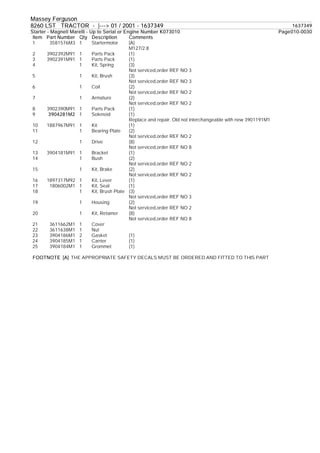 Massey ferguson mf8260 lst tractor parts catalogue manual | PDF