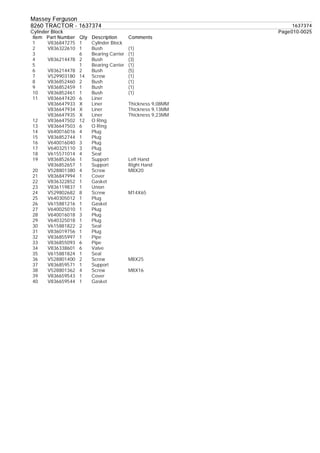 Massey ferguson mf8260 tractor parts catalogue manual | PDF