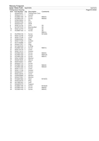 Massey ferguson mf8260 tractor parts catalogue manual | PDF