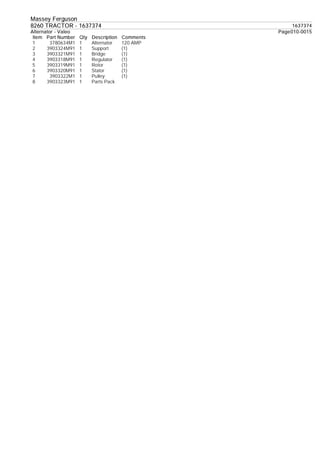 Massey ferguson mf8260 tractor parts catalogue manual | PDF