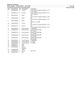 Massey ferguson mf8270 tractor parts catalogue manual | PDF