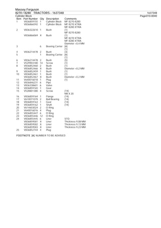 Massey ferguson mf8270 tractor parts catalogue manual | PDF