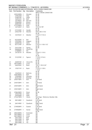 Massey ferguson mf 865 combines ( 174619115) parts catalogue manual | PDF