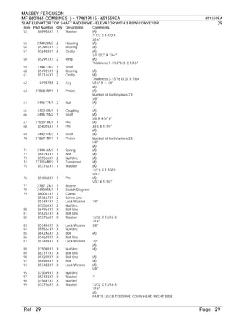 Massey ferguson mf 865 combines ( 174619115) parts catalogue manual | PDF