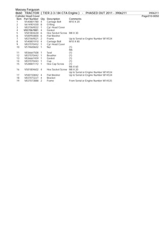 Massey ferguson mf8660 tractor (tier 2 3 84 cta engine) - phased out ...