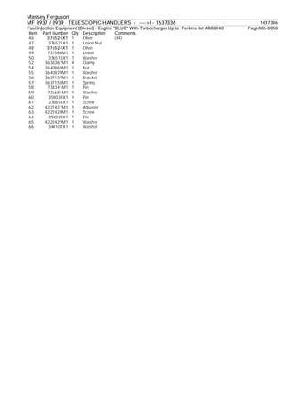 Massey ferguson mf 8937 8939 telescopic handlers parts catalogue manual ...