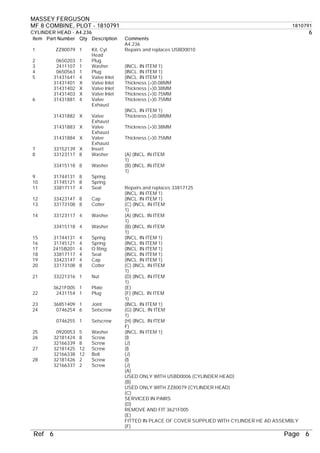 Massey ferguson mf 8 combine, plot parts catalogue manual | PDF