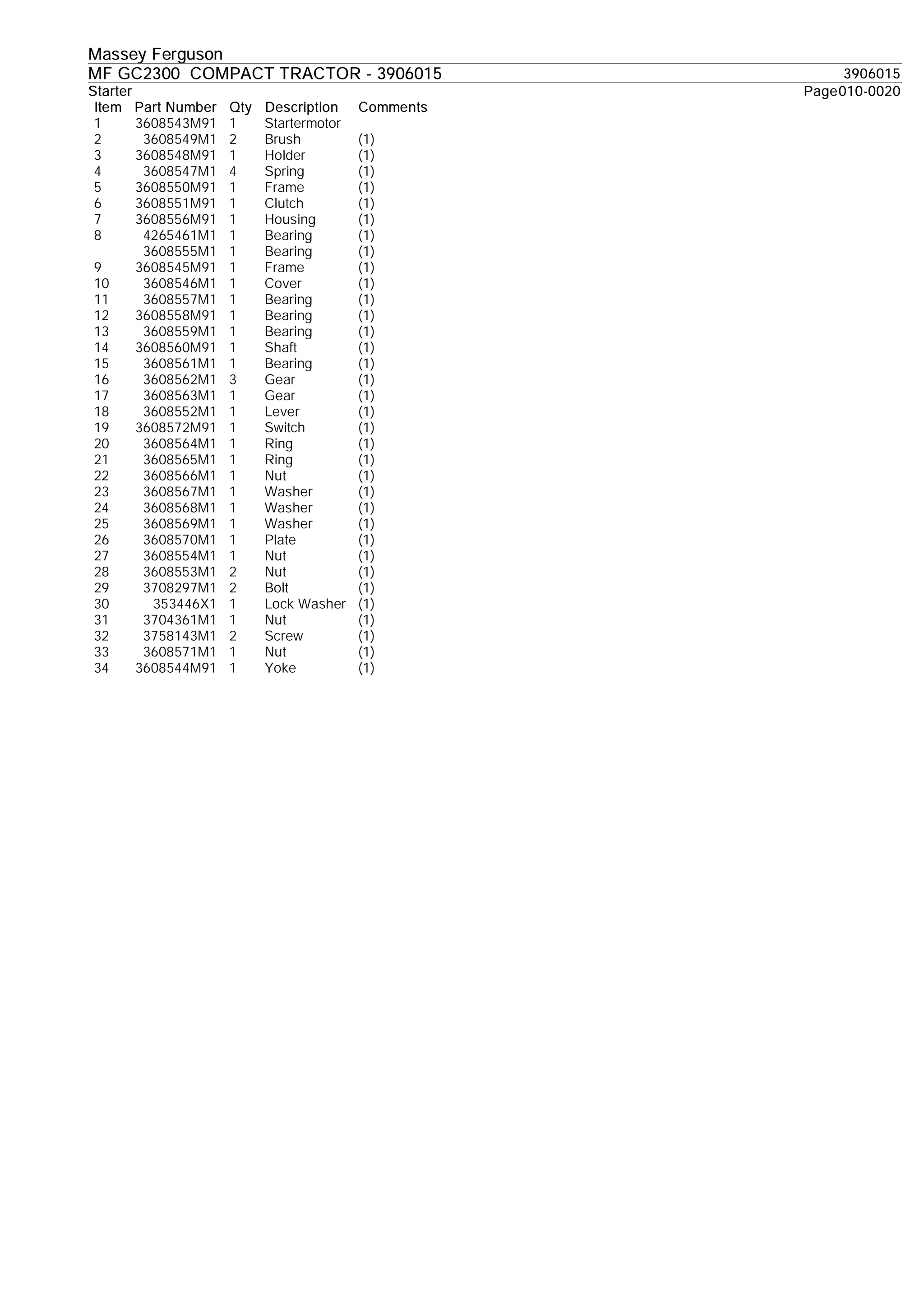 Massey ferguson mf gc2300 compact tractor parts catalogue manual | PDF