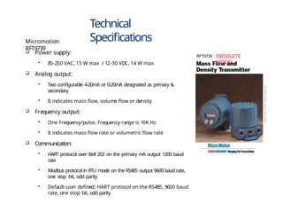 Mass Flow Transmitters transmisor del medidor masico | PPT