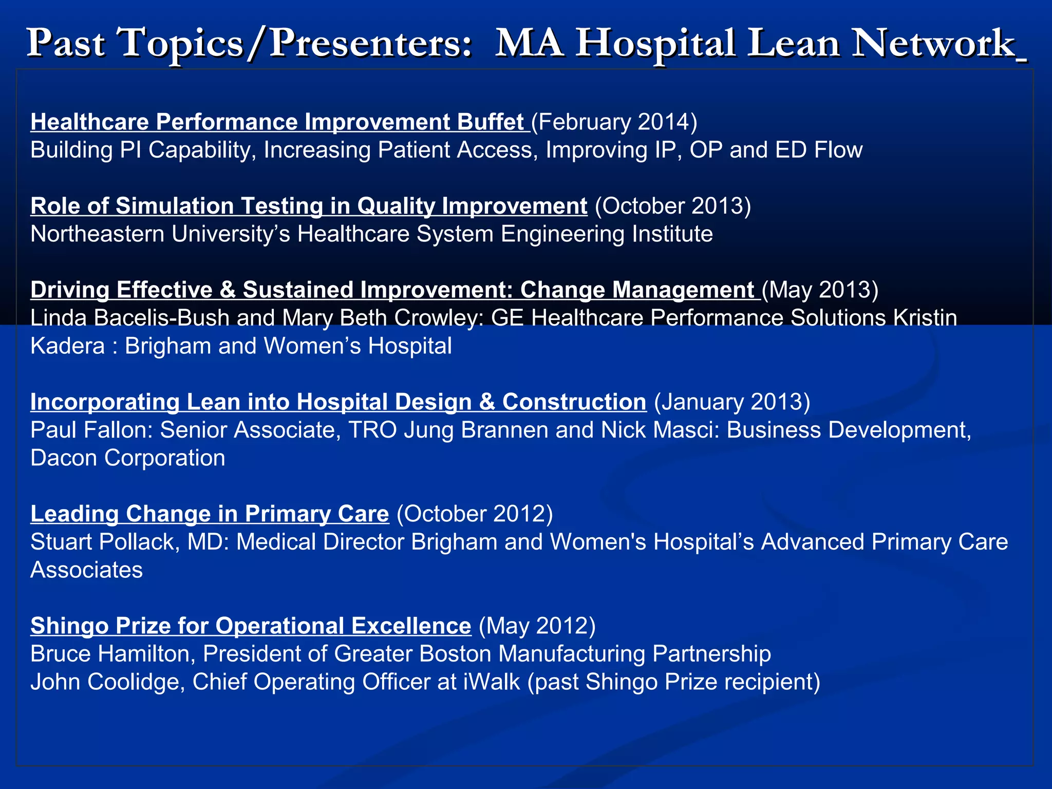 Mass hospital lean network mission statement april 2014 | PPT ...