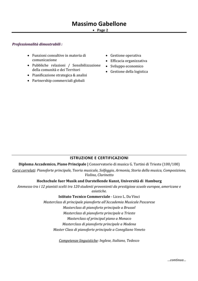 Massimo Gabellone Curriculum Vitae Italiano | PDF