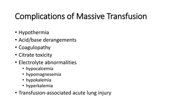 Massive-transfusion.pptx | Blood Disorders | Diseases and Conditions