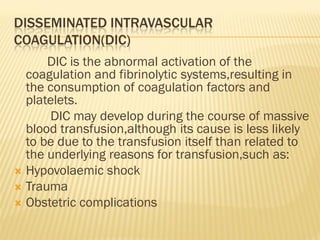 Massive blood transfusion | PDF