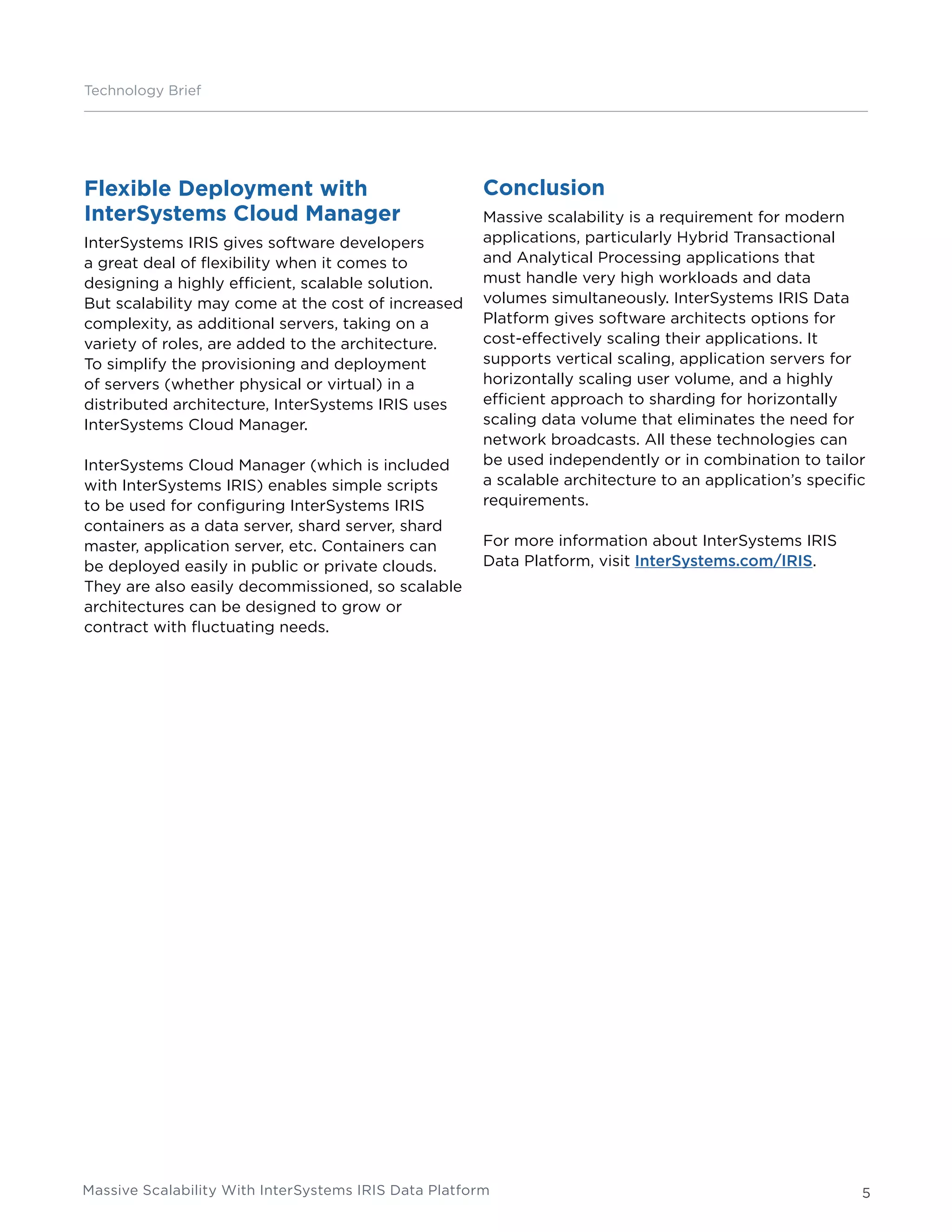 Massive sacalabilitty with InterSystems IRIS Data Platform | PDF