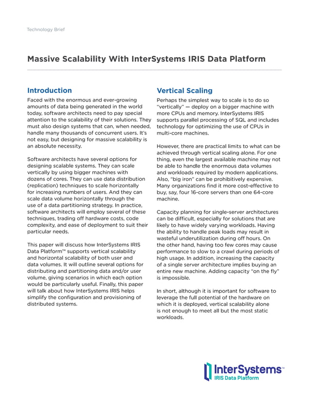 Massive sacalabilitty with InterSystems IRIS Data Platform | PDF