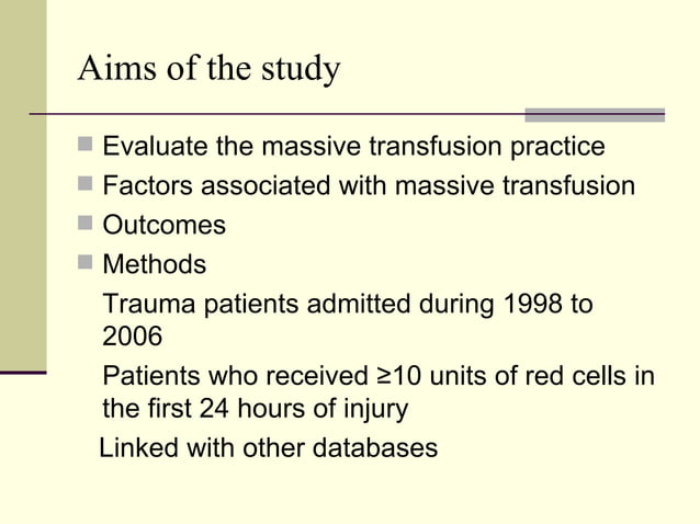 Massive Transfusion In Trauma | PPT