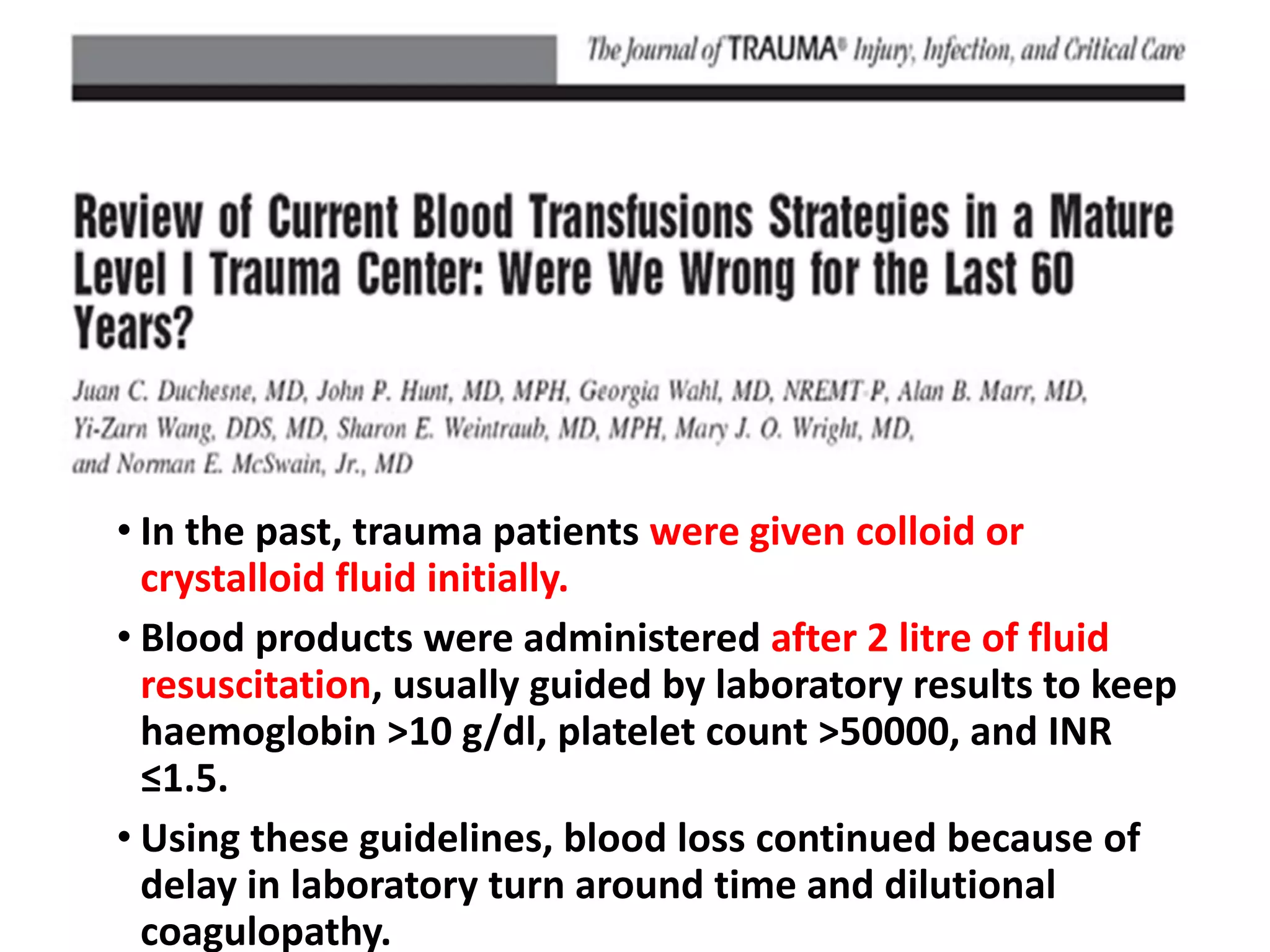 Massive transfusion protocol | PPTX