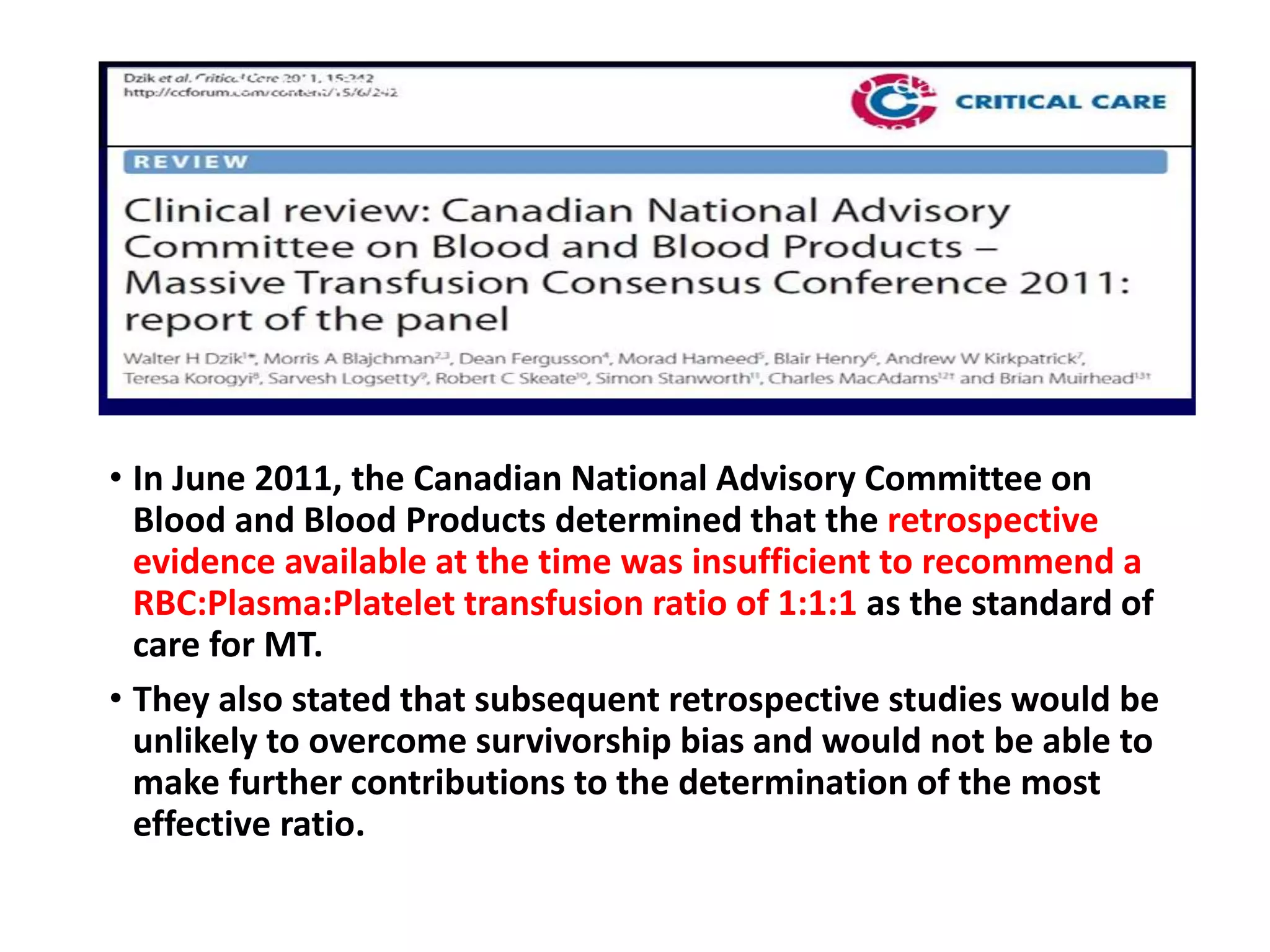 Massive transfusion protocol | PPTX