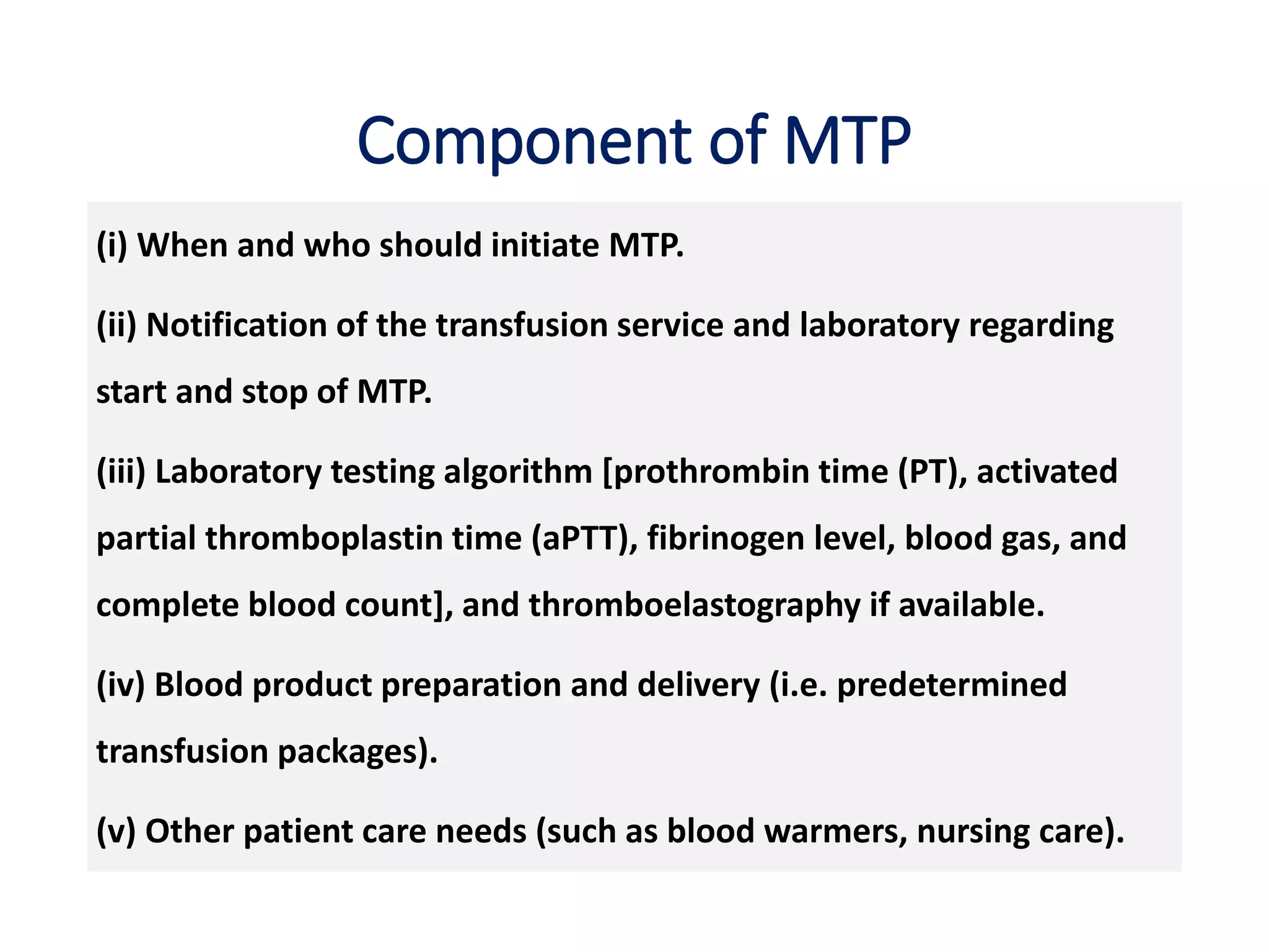 Massive transfusion protocol | PPTX
