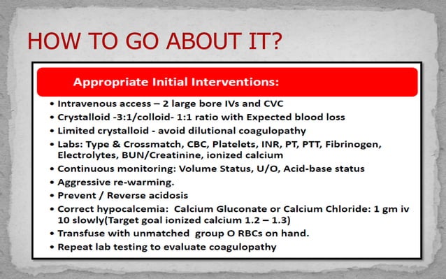 Massive transfusion protocol | PPTX