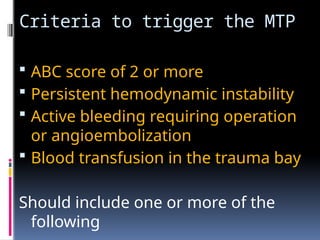 MASSIVE TRANSFUSION PROTOCOL.pptx blood transfusion | PPTX