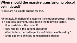 MASSIVE TRANSFUSION PROTOCOL MTP Important | PPTX