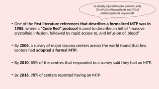 MASSIVE TRANSFUSION PROTOCOL MTP Important | PPTX