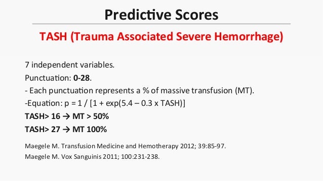 Massive transfusion protocols