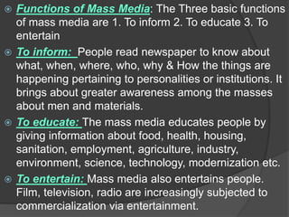 Mass Media and it's importance P-15 | PPTX