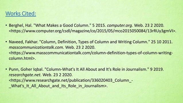Column and it's Role in Journalism | PPTX