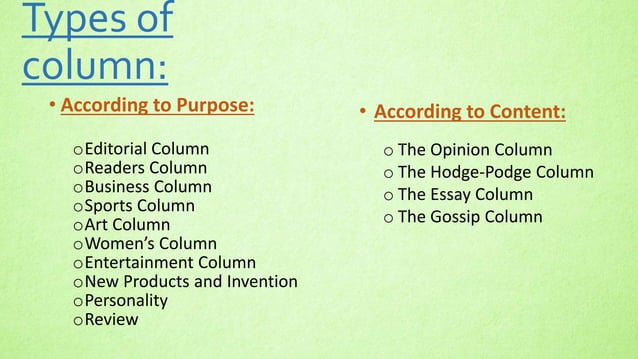 Column and it's Role in Journalism | PPTX