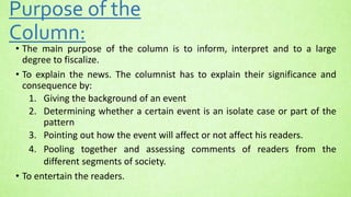 Column and it's Role in Journalism | PPTX