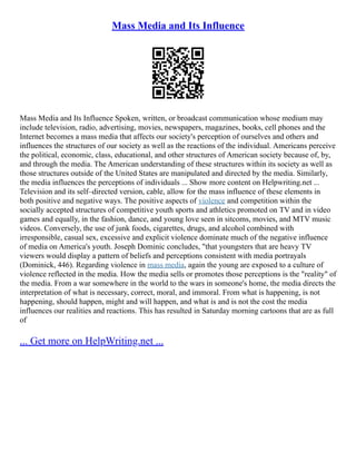 Mass Media And Its Influence | PDF