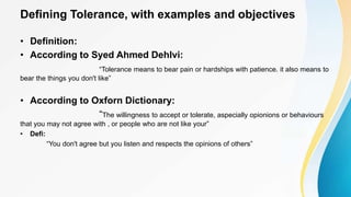 Defining Tolerance with examples and objectives | PPT