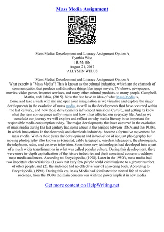 Mass Media Essay Topics | PDF